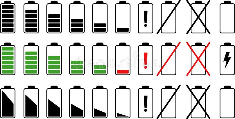 Battery Charge Level Indicator. Battery Icon Set, Flat Battery Icon ...