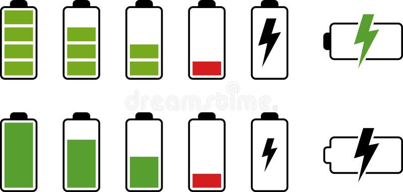 Battery Charge Level Indicator. Battery Icon Set, Flat Battery Icon Vector Illustration Stock ...