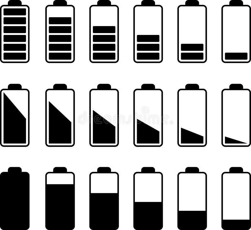 Battery Charge Level Indicator. Battery Icon Set, Flat Battery Icon Vector Illustration Stock ...