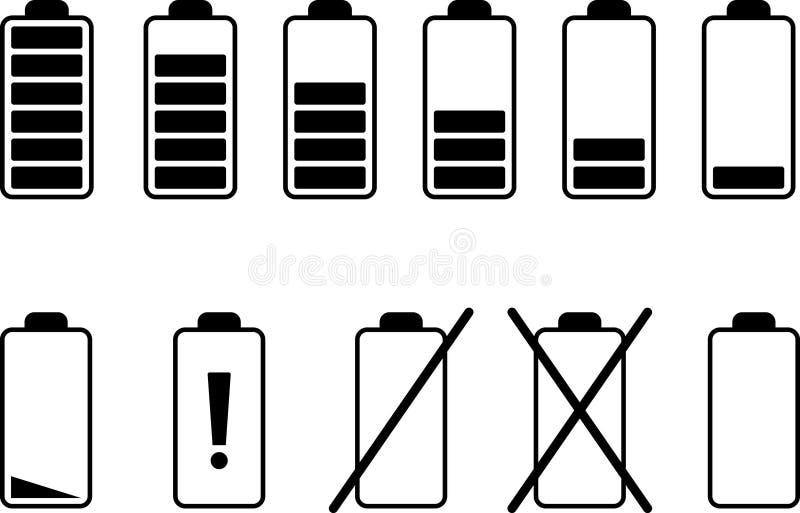 Battery Charge Level Indicator. Battery Icon Set, Flat Battery Icon Vector Illustration Stock ...