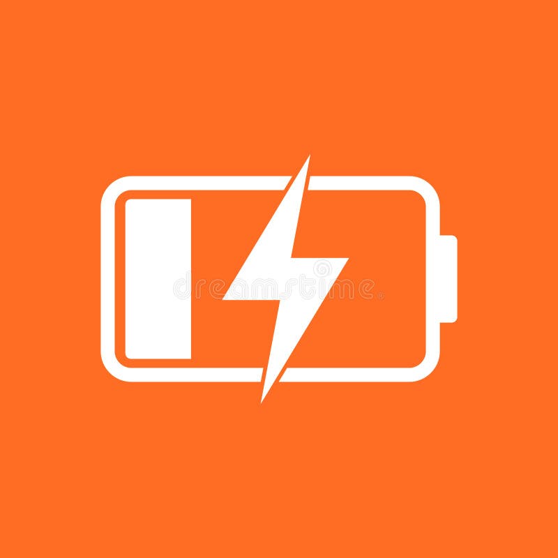 Battery Charge Level Indicator. Vector Illustration on Orange Ba Stock ...
