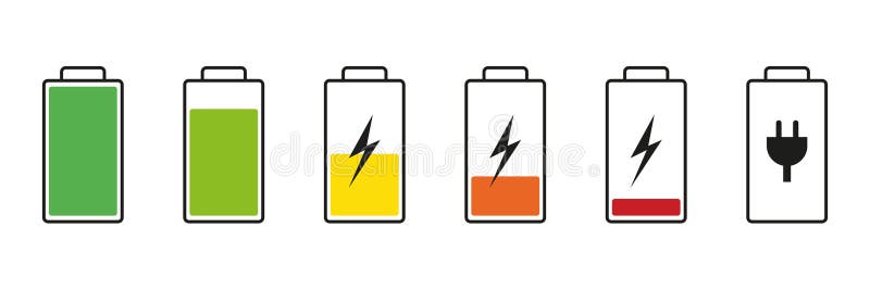 Battery Charge Level Indicators Icon Set. Energy Status Symbol ...