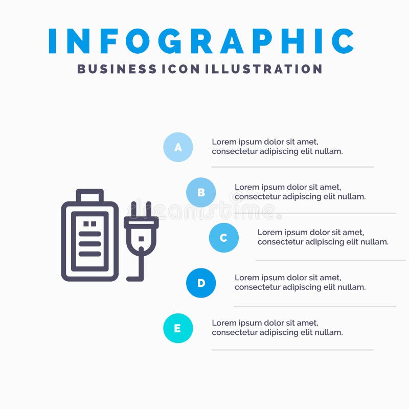 Battery, Charge, Plug, Education Blue Infographics Template 5 Steps ...