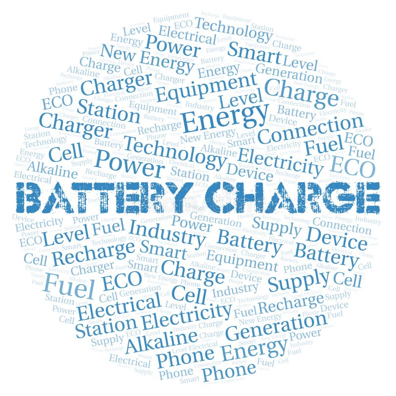 Battery Charge Typography Word Cloud Create with the Text only. Stock ...