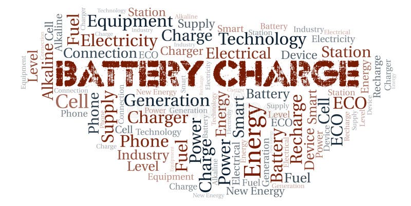 Battery Charge Typography Word Cloud Create with the Text only. Stock ...