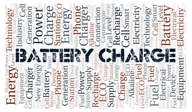 Battery Charge Typography Word Cloud Create with the Text only. Stock ...