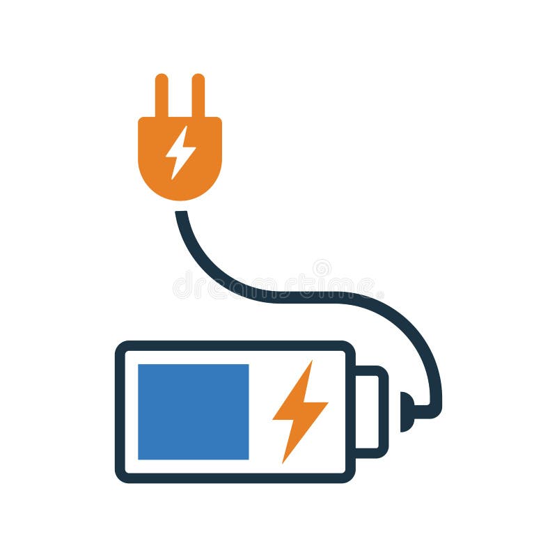 Battery, Charger Connected Icon Stock Illustration - Illustration of ...