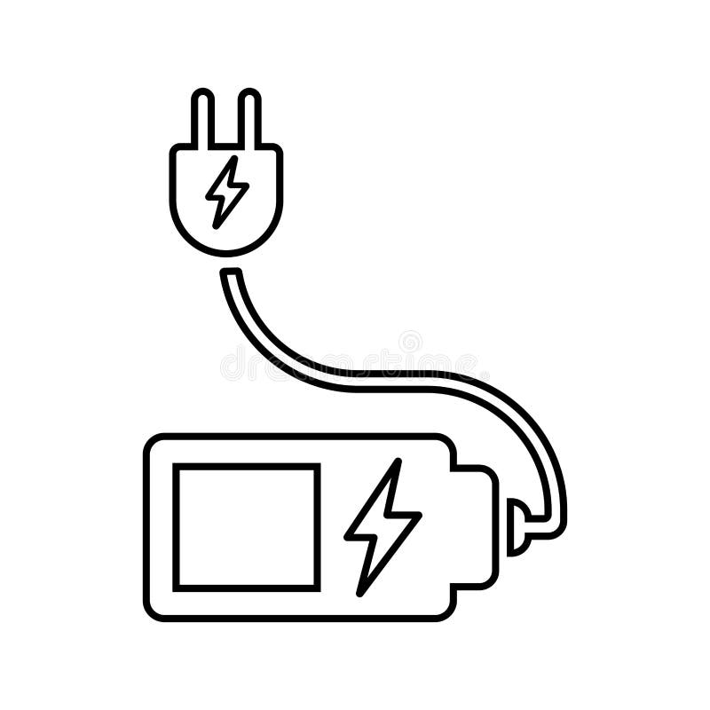 Battery, Charger Connected Line Icon. Outline Vector Stock Illustration ...