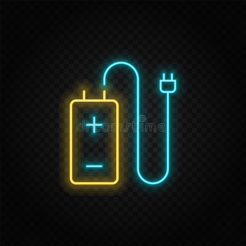 Battery, Eco Neon Vector Icon. Blue and Yellow Neon Vector Icon Stock ...