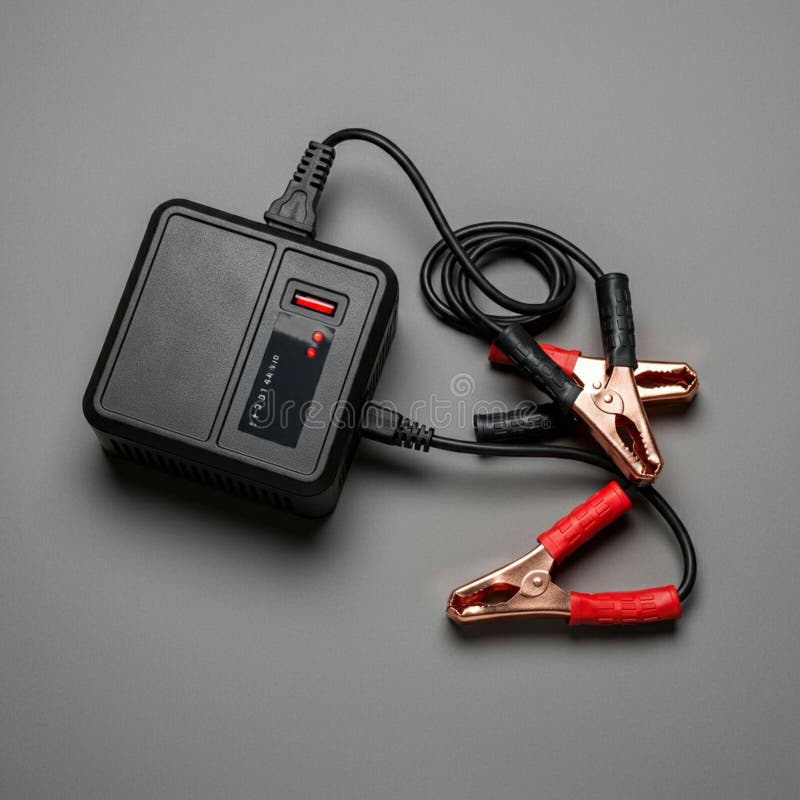 Battery Charger with Two Alligator Clips, Typically for Vehicles. the ...