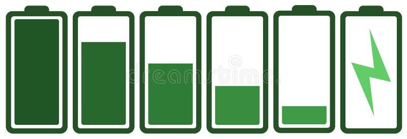 Battery Charges in Green. Battery Charge Indicator Icons, Vector ...