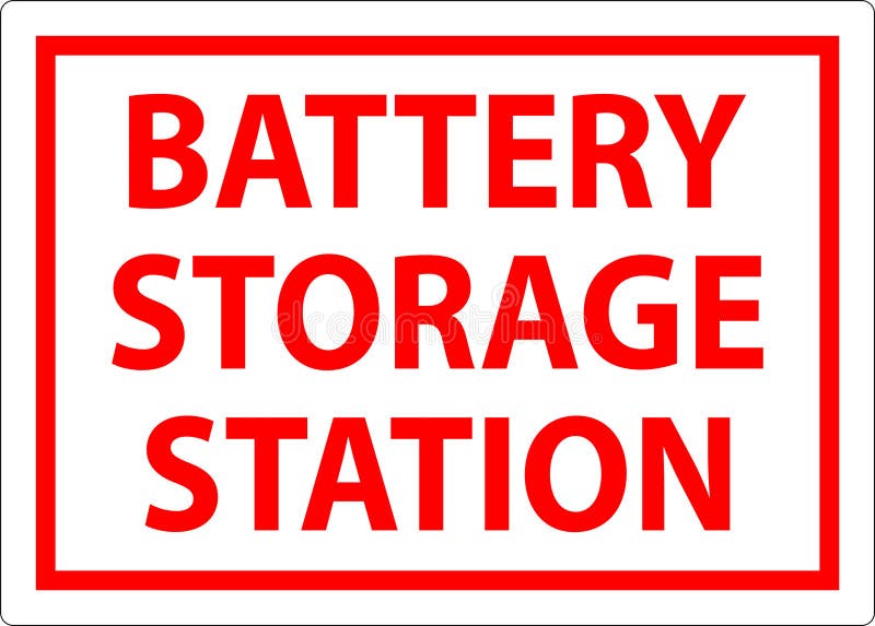 Battery Charging Area Sign Battery Storage Station Stock Vector ...
