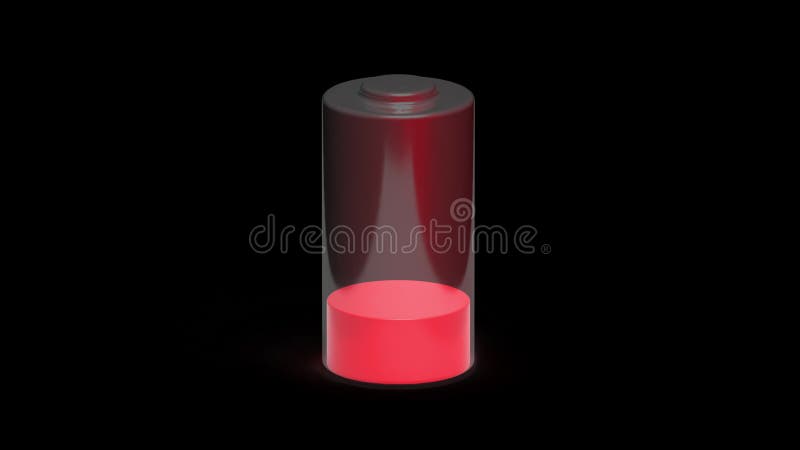 Battery Charging. 3d Battery with Charge Indicator on Balck Background ...