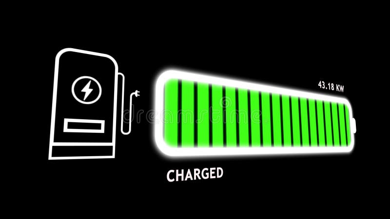 Battery Charging Digital Display Animation Showing the Process of ...