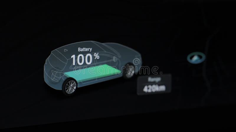Animation of Electric Car Display. EV Battery Charging Progress from ...