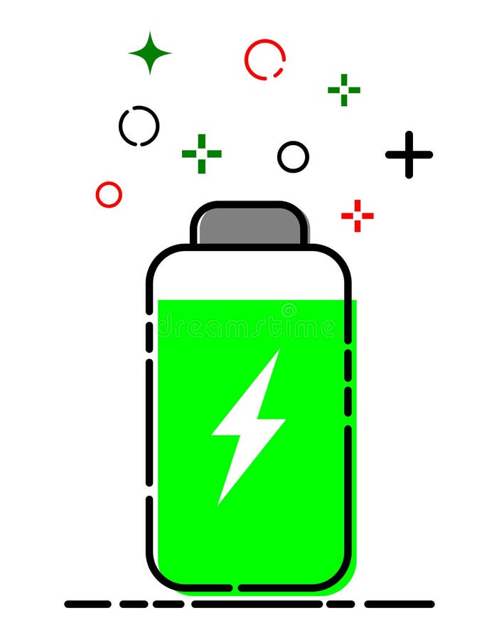 Battery Charging, Dynamic Linear Illustration Stock Vector ...
