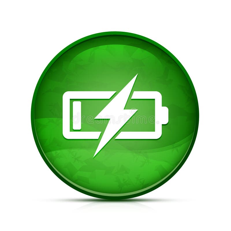 Battery Charging Icon on Classy Splash Green Round Button Illustration ...