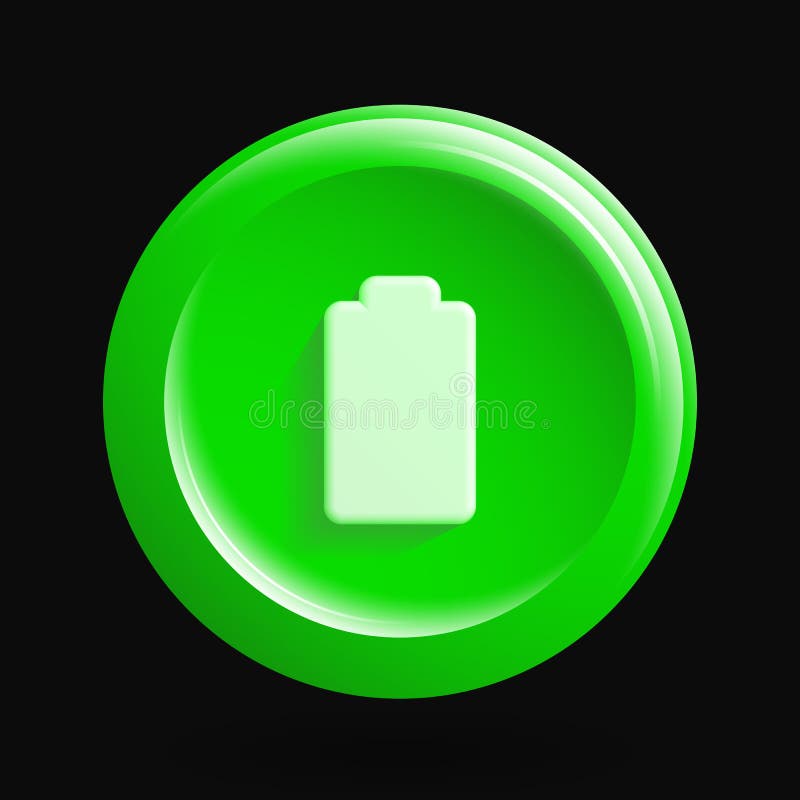 Battery Charging Icon. Green 3D App Button Stock Vector - Illustration ...