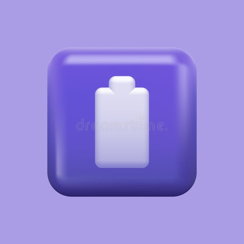 Battery Charging Icon. Purple 3D App Button Stock Vector - Illustration ...