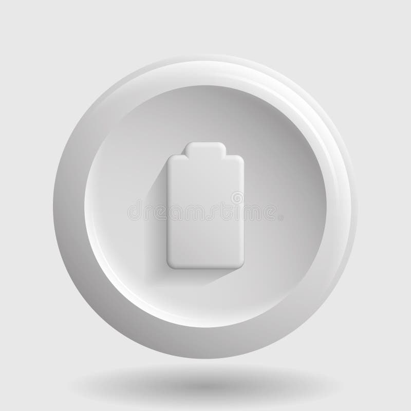 Battery Charging Icon. Total White 3D App Button Stock Vector ...