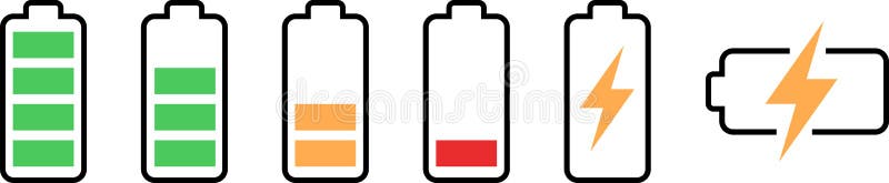 Battery Charging Icons As Indicator Capacity Energy Stock Vector ...