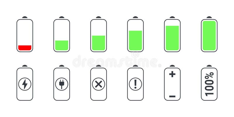Battery Charging Icons. Phone Charging Indicator. the Battery is ...