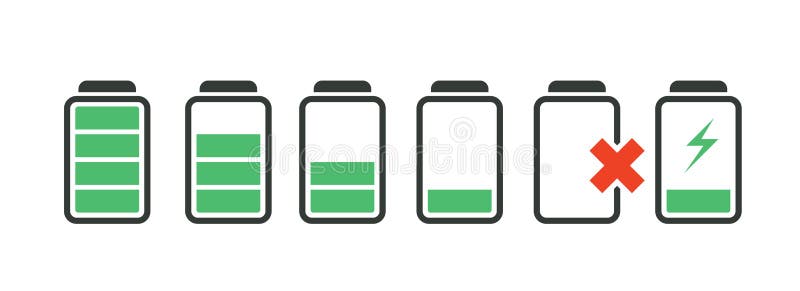 Battery Charging Indicator Level Icon Set Stock Vector - Illustration ...