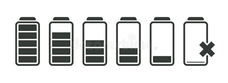 Battery Charging Indicator Level Icon Set Stock Vector - Illustration ...
