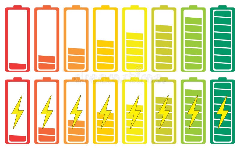 Battery Charging Indicators Stock Illustration - Illustration of ...