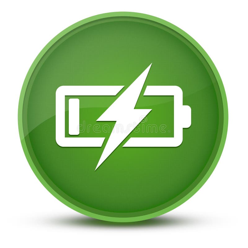 Battery Charging Luxurious Glossy Green Round Button Abstract Stock ...