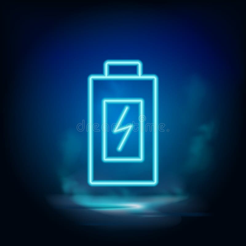 Charging Neon Battery with Hands. Set of Battery Charge Level ...