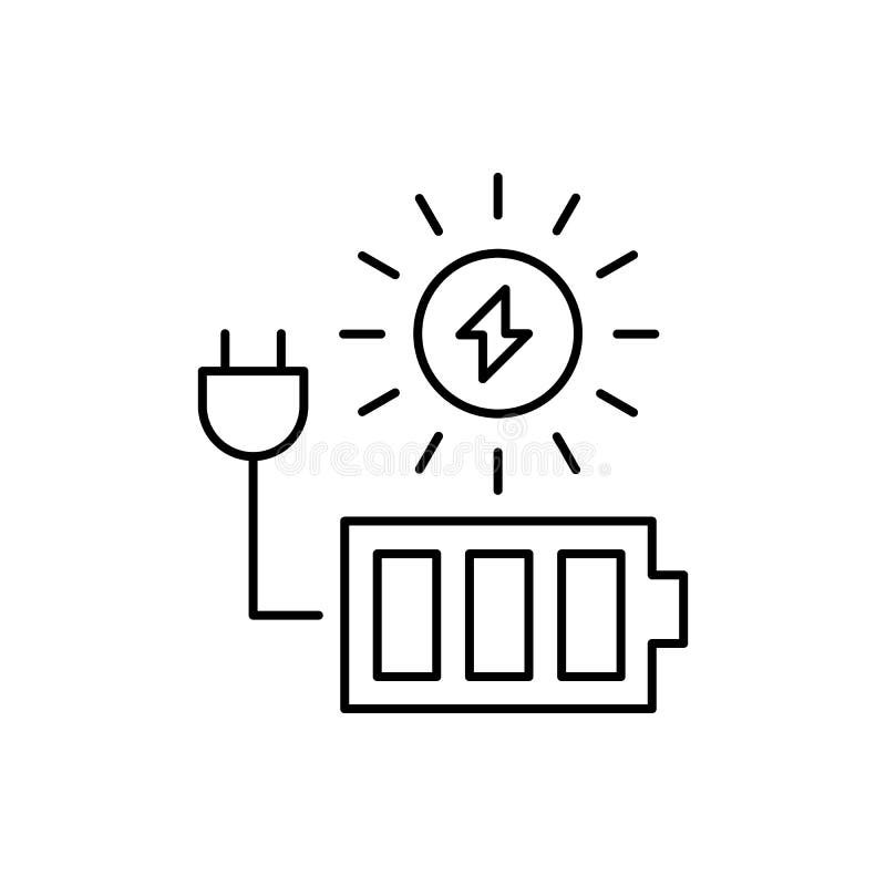 Battery Charging with Solar Energy Linear Icon Stock Vector ...