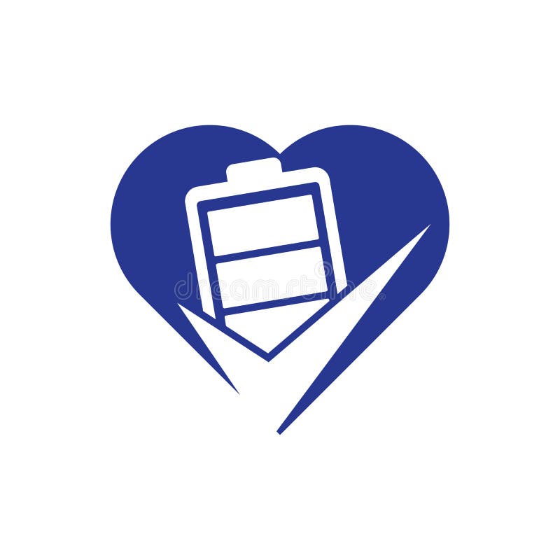 Battery Check Heart Shape Concept Vector Logo Stock Vector ...