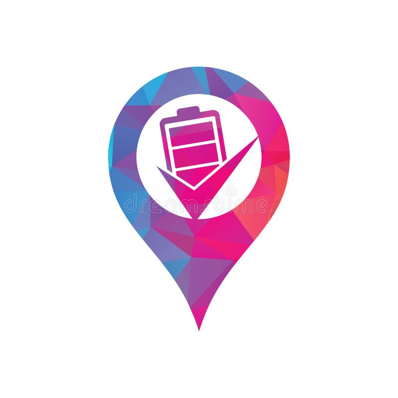 Battery Check Map Pin Shape Concept Vector Logo Stock Vector ...