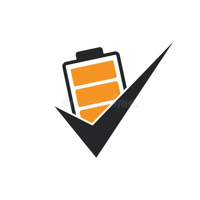 Battery Check Mark Vector Logo Design Template. Vector Illustration of ...