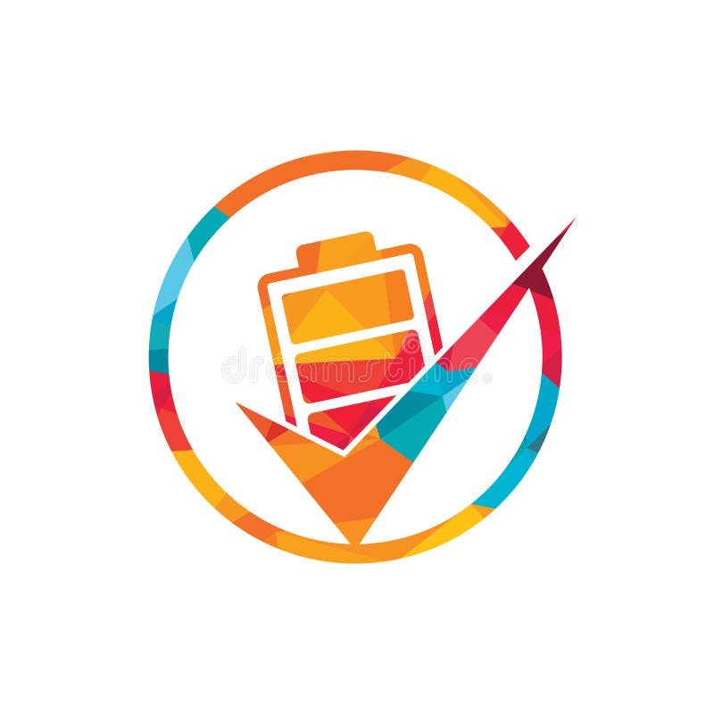 Battery Check Mark Vector Logo Design Template. Vector Illustration of ...