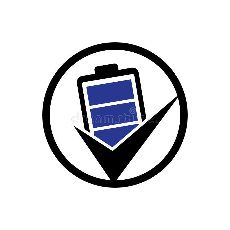 Battery Check Vector Logo Design Template. Stock Vector - Illustration ...