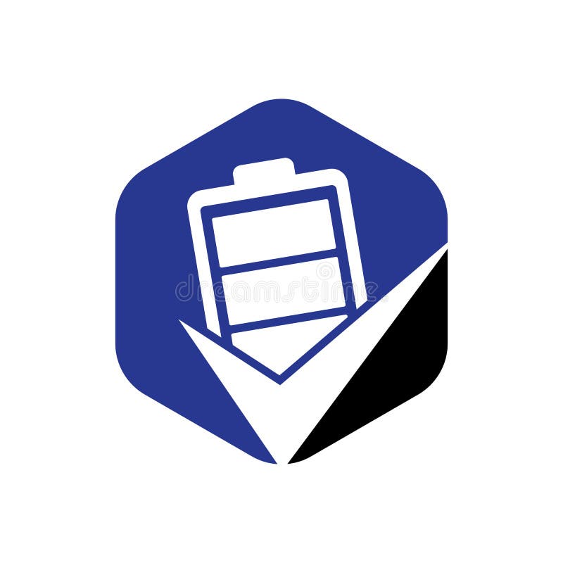 Battery Check Vector Logo Design Template. Stock Vector - Illustration ...