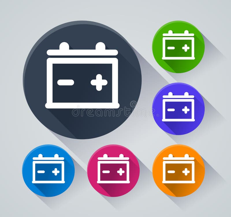 Battery Circle Icons with Shadow Stock Vector - Illustration of vector ...