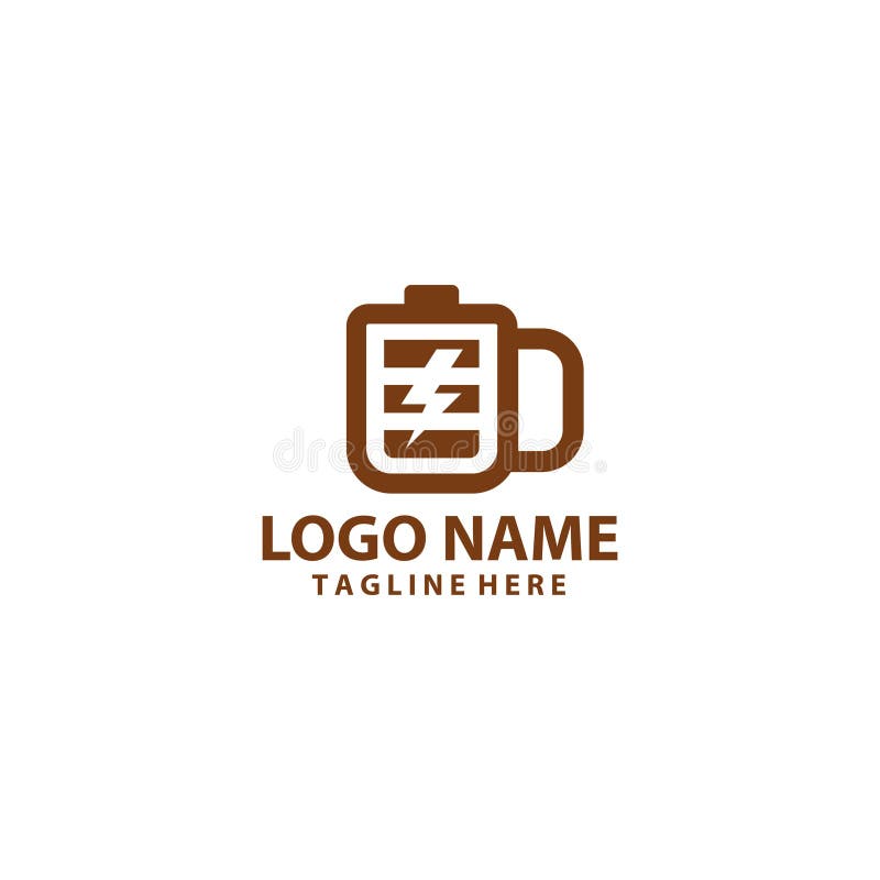 Battery Coffee Logo Design Vector Stock Vector - Illustration of design ...