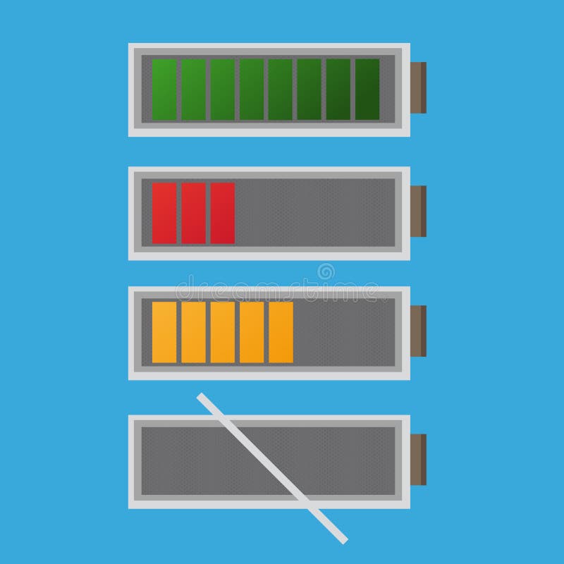 Battery Color Icons with Type Stock Illustration - Illustration of atom ...