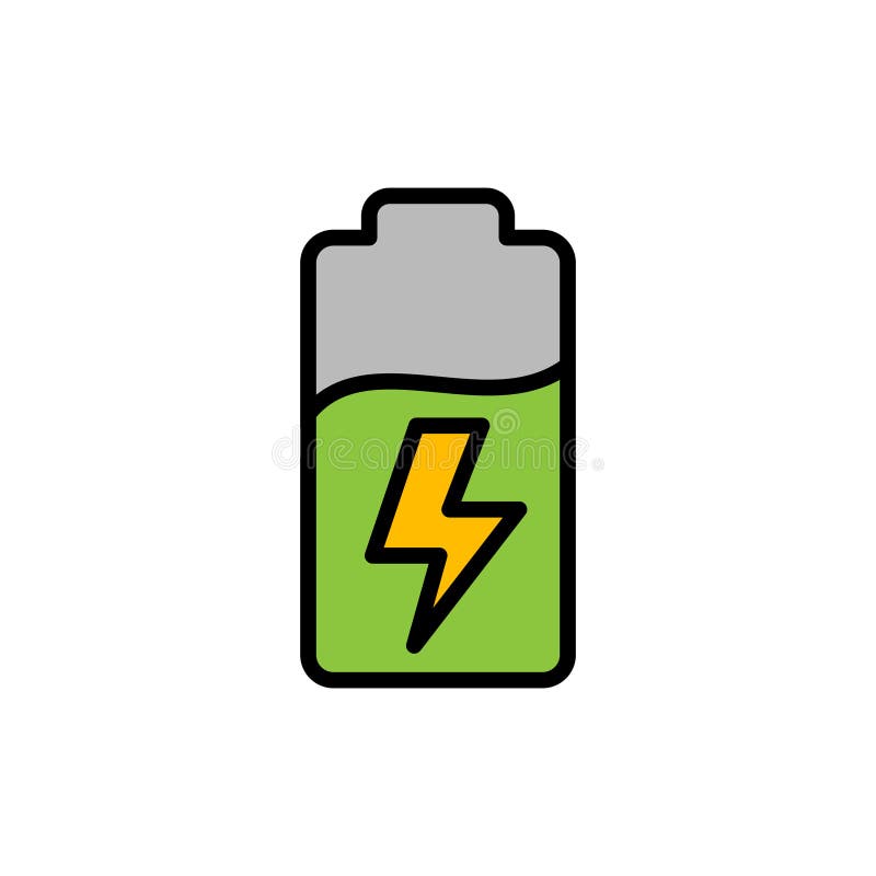 Battery Colored Vector Icon on White Background Stock Illustration ...