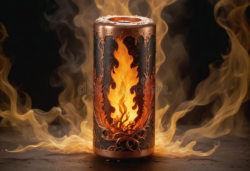 A Battery Cylindrical Cell with Fire Coming Out of it Stock ...