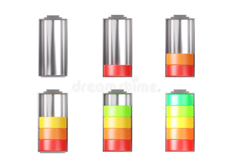 Battery 3d Icon - Level Empty, Low and Empty Capacity, Energy Storage ...