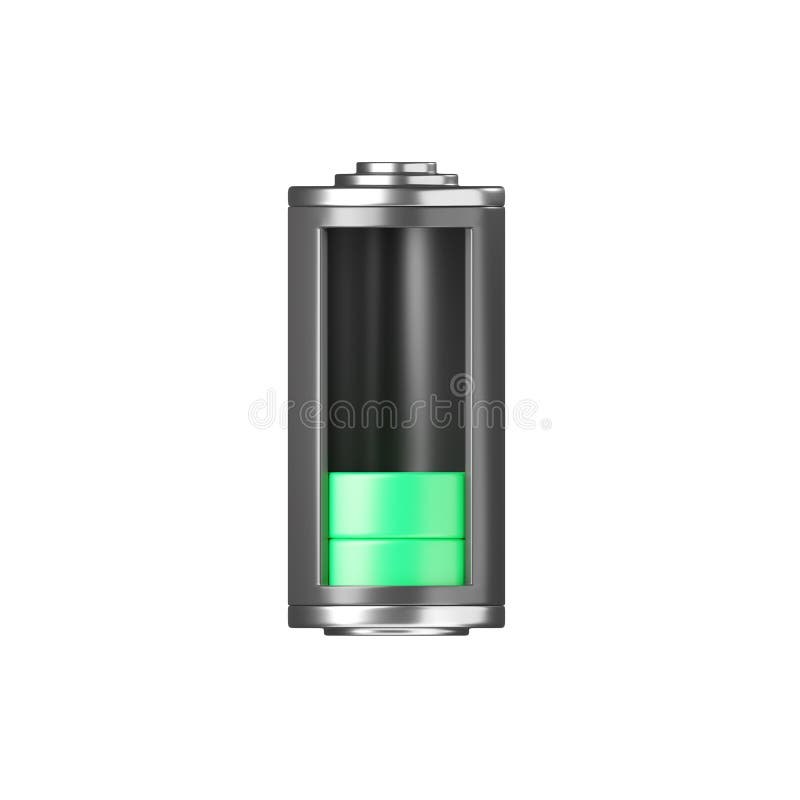 Battery 3d Icon - Medium Level Capacity, Energy Glass Storage. Power ...