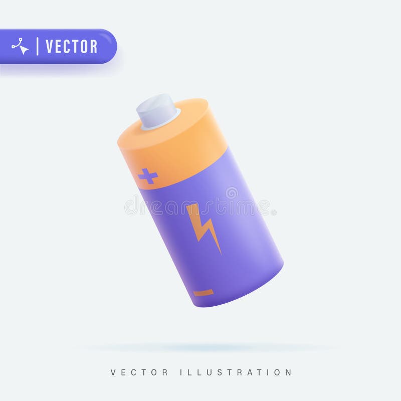 Realistic Battery Set with Different Energy Voltage and Size Stock ...