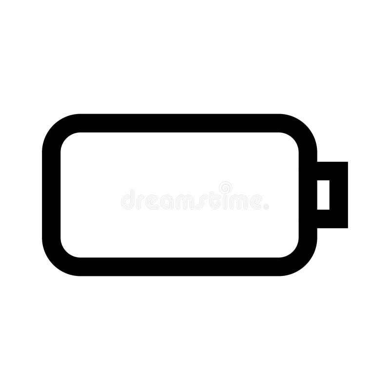 Battery Dead Icon Line Isolated on White Background. Black Flat Thin ...