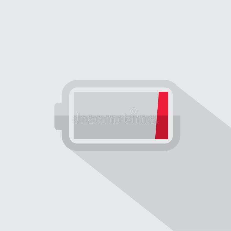 Battery Discharged Icon with Shadow Stock Vector - Illustration of ...