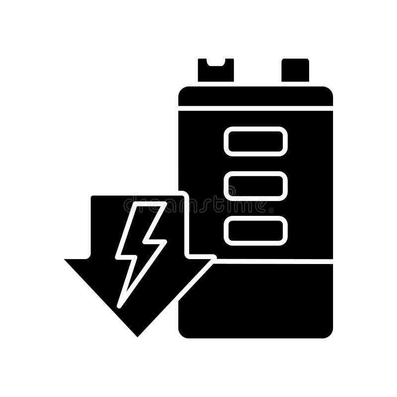 Battery Discharging Black Glyph Icon Stock Vector - Illustration of ...