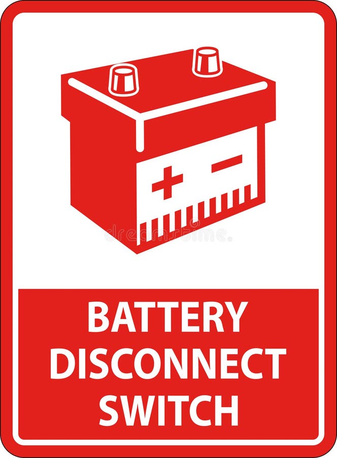 Battery Disconnect Switch Sign on White Background Stock Vector ...